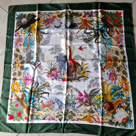 Gucci | Accessories | Vintage Gucci Silk African Jungle Animal Scarf97s ...